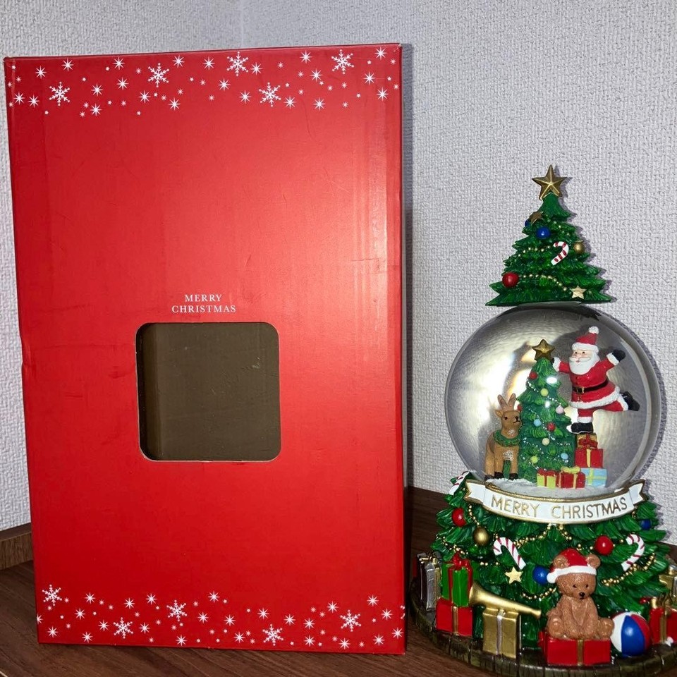 Christmas Tree Santa Snow Globe Music Box | eBay