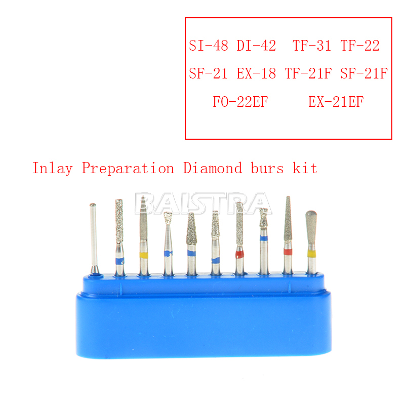 10Pcs Dental Inlay Preparation Diamond Bur Kit FG-104 High Speed ...