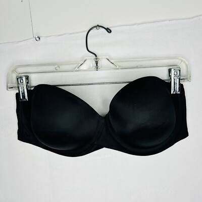 Maidenform Women Bra 38C Black Strapless Underwire Lightly Padded Back ...