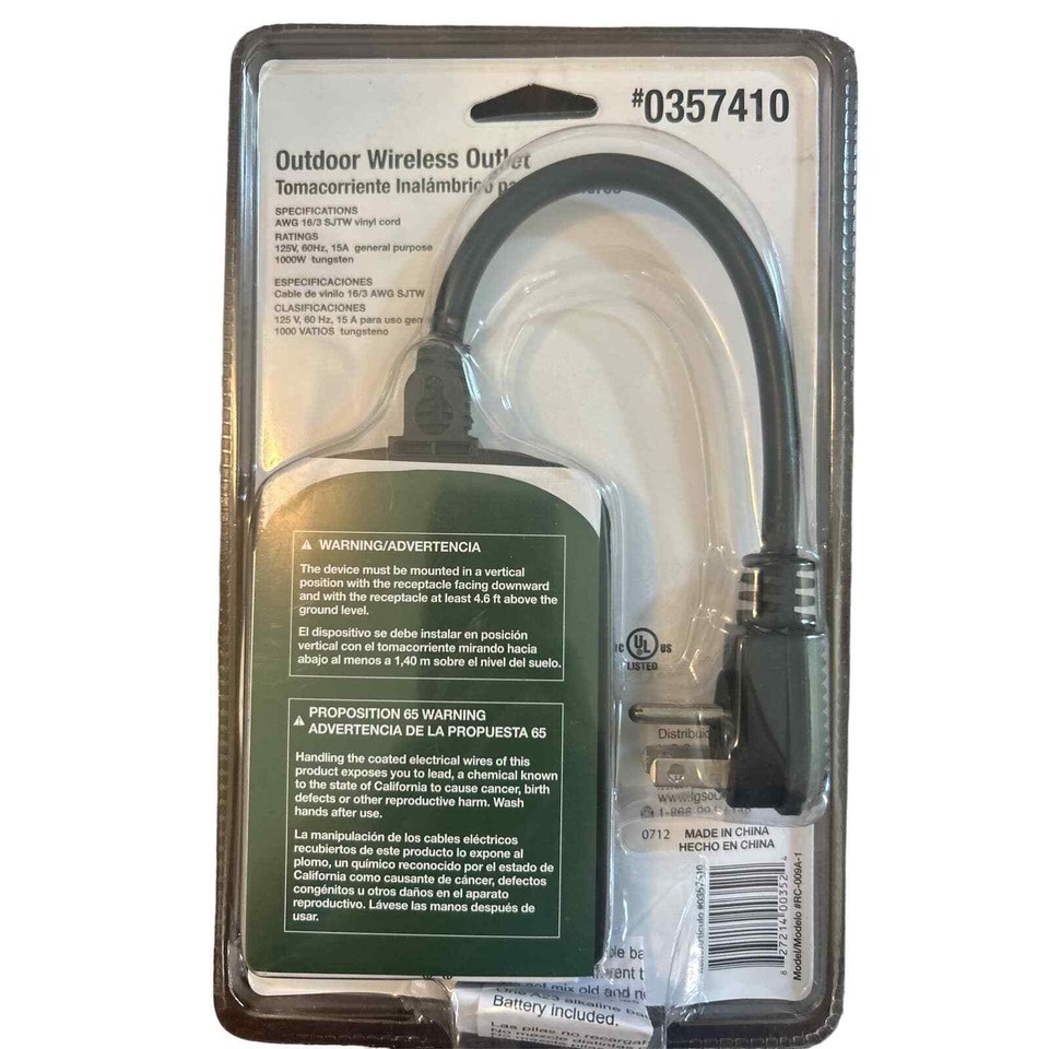 New Utilitech Outdoor Wireless Outlet 0357410 Remote 80ft Range | eBay