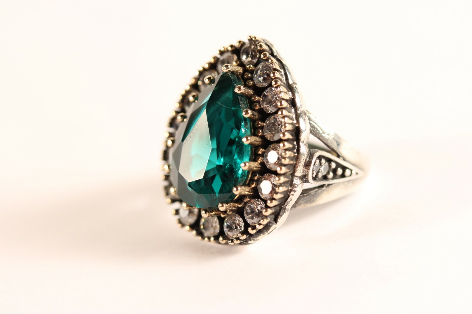 925k Sterling Silver Turkish Handmade Hurrem Sultan Style Emerald Ring ...