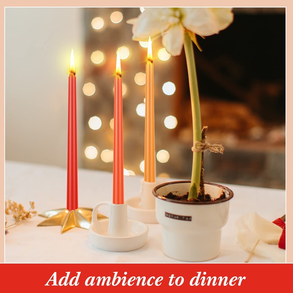 12 Pcs Taper Candle Colored Taper Candles Colored Candle Sticks Amber ...