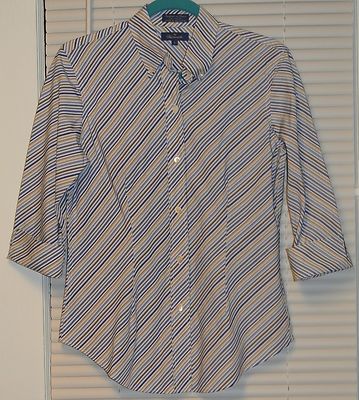 Faconnable Button Down Collar Cotton Shirt/Blouse-3/4 Sleeve-Diagonal ...