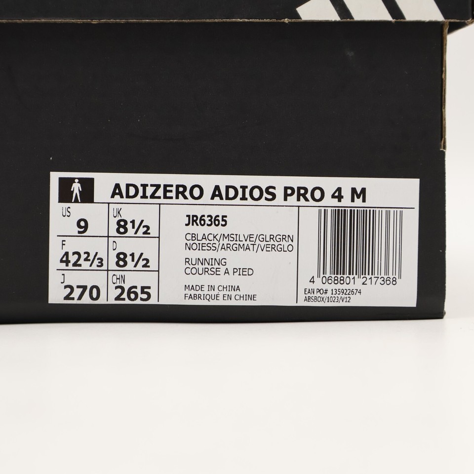 JR6365 adidas Adizero Adios Pro 4 Core Black Matte Silver Glory Green ...
