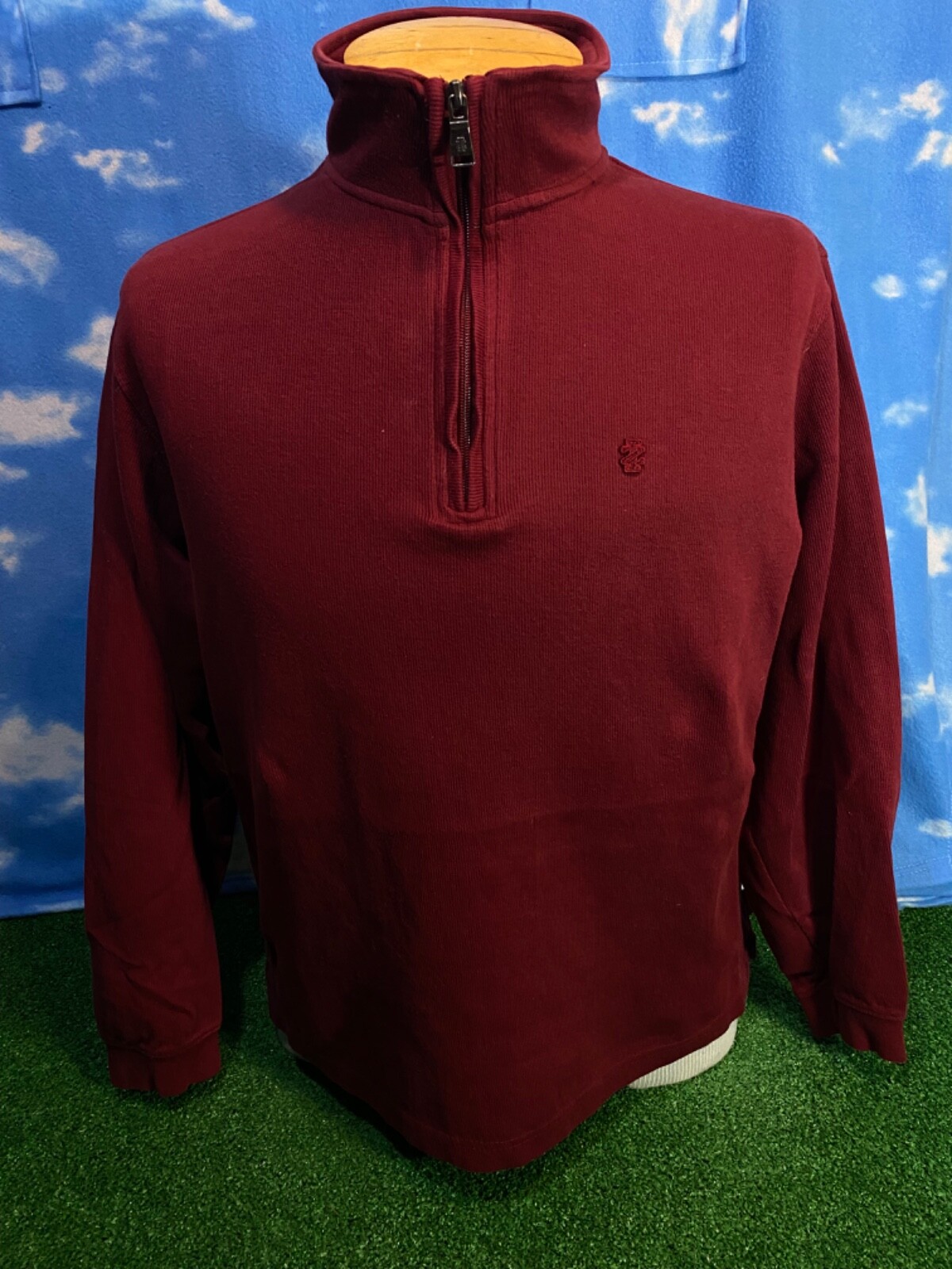 IZOD Sweatshirt Sweater Pullover Medium M 1/4 Zip Red 10 S10 | eBay
