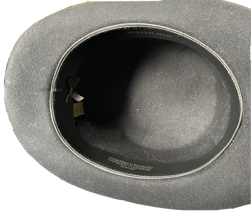Dorfman Pacific Mad Hatter Top Hat Stockton CA RN31905 7 5/8 61 Carcoal ...