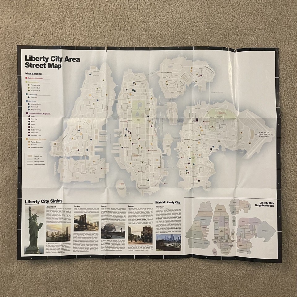 GTA Grand Theft Auto IV 4 Liberty City Map Poster | eBay