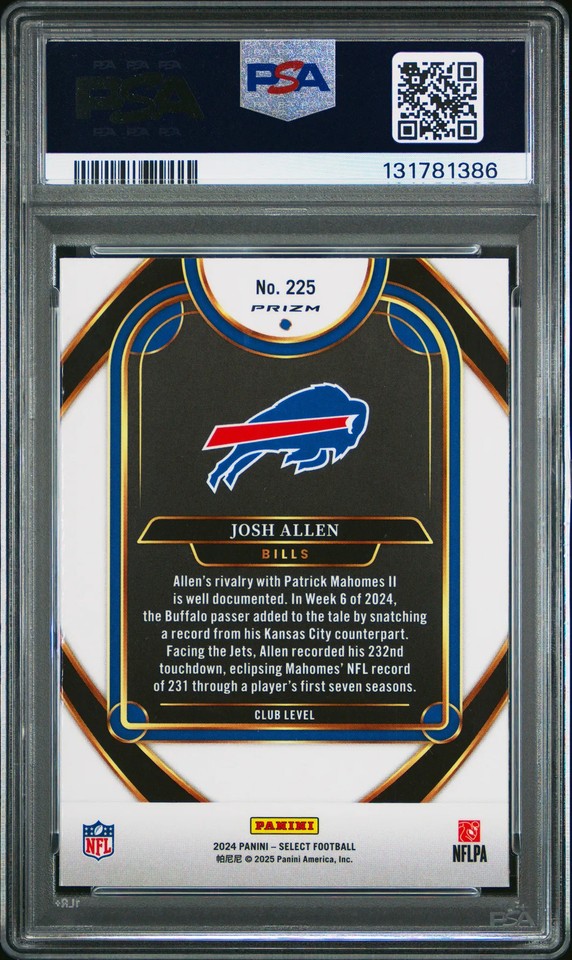 2024 Panini Select Josh Allen #225 Zebra Shock PSA 10 | eBay