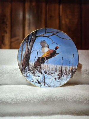 DANBURY MINT PLATE GAME BIRDS COLLECTION PHEASANT WINTER SOLITUDE DAVID ...