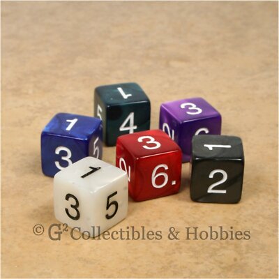 NEW 6 Pearlized D6 Dice Set - Six Colors 6 Sided RPG D&D Game 16mm ...