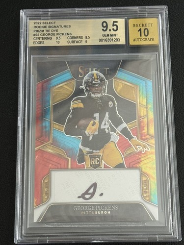 GEORGE PICKENS 2022 SELECT ROOKIE AUTOGRAPH TIE-DYE RC AUTO /25 BGS 9.5 ...