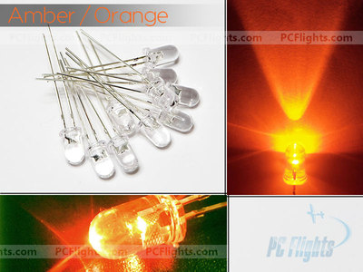 10pc - AMBER 5MM WATER CLEAR HIGH EFFICIENCY ROUND SHAPE HEAD LED BULBS ...