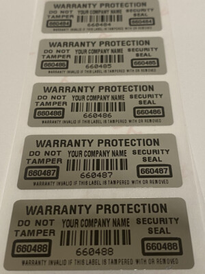 [QTY 100] CUSTOM PRINTED WARRANTY SECURITY LABELS STICKERS SEALS ...