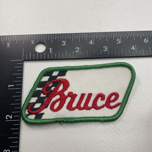 Vtg c 1970s Or 80s Fancy Name Red Letter BRUCE Patch In Cursive Letters ...