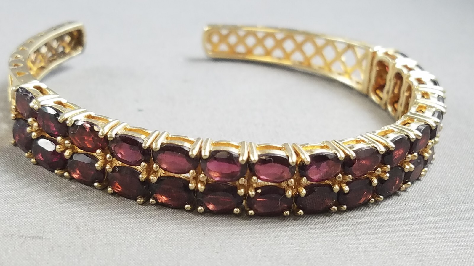 Vtg Sterling Silver 925 Gold overlay ADI Signed Garne… - Gem