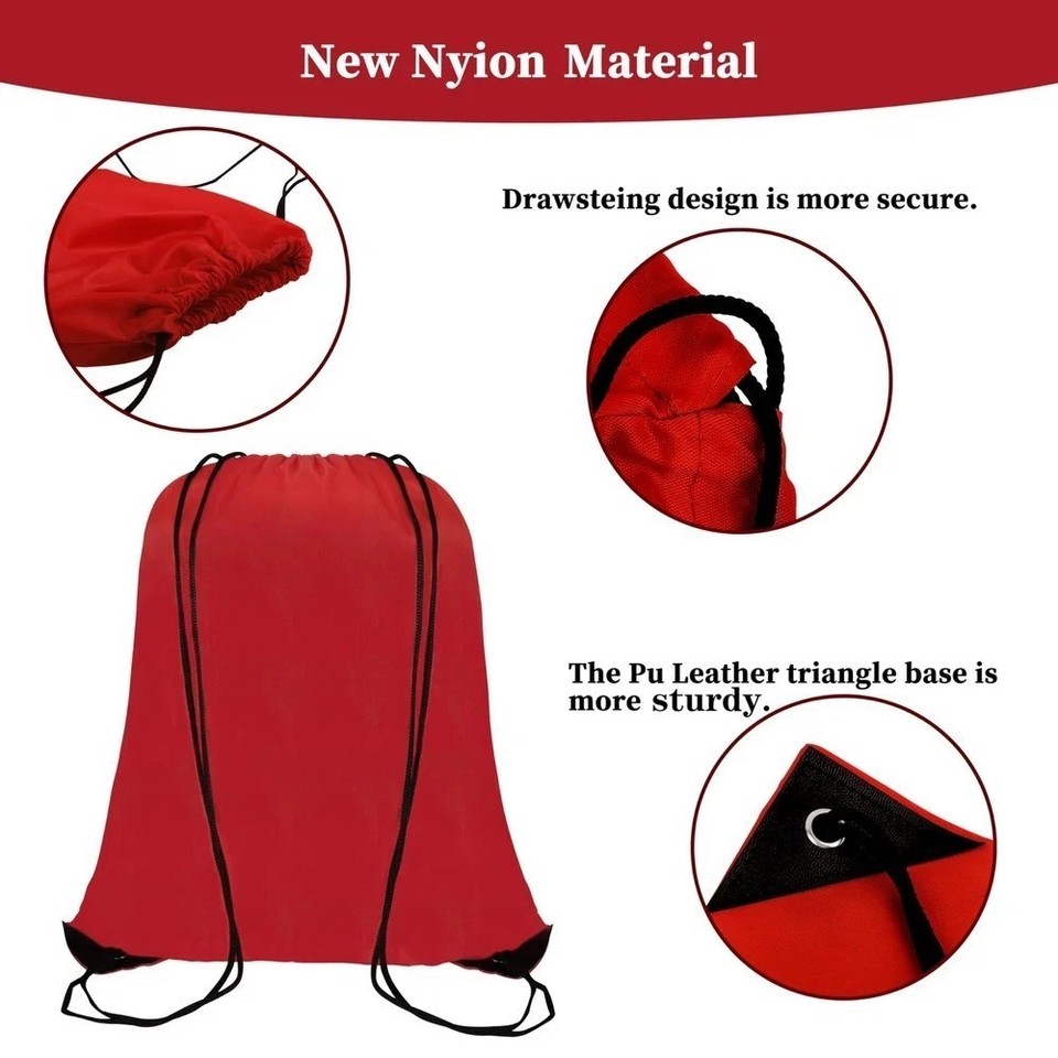 60 Pieces Red Drawstring Backpack Bags Sports Sackpack Bulk Cinch Gym ...