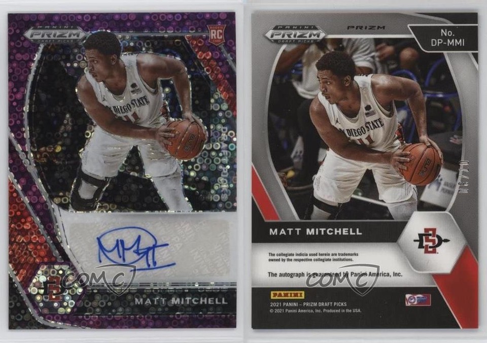 2021-22 Panini Prizm Draft Picks Purple Circles 7/30 Matt Mitchell Auto ...