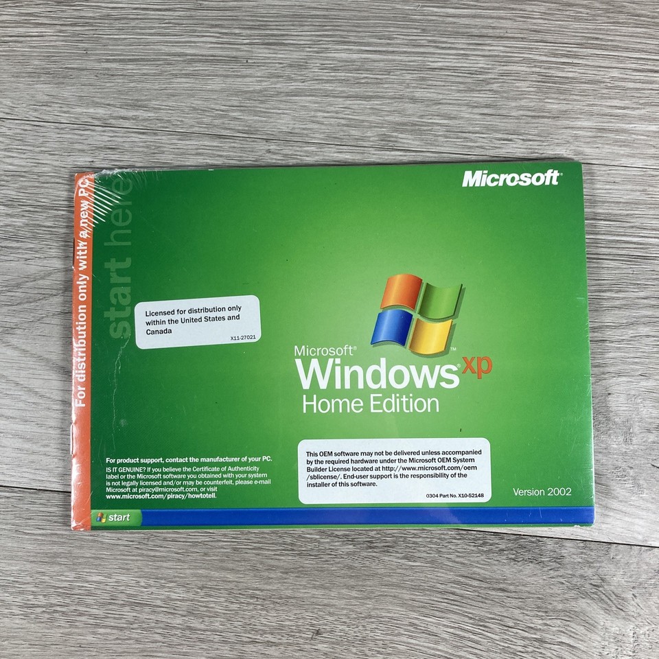 Microsoft Windows XP Home SP3 OEM System Builder Kit - Sealed- NO KEY ...