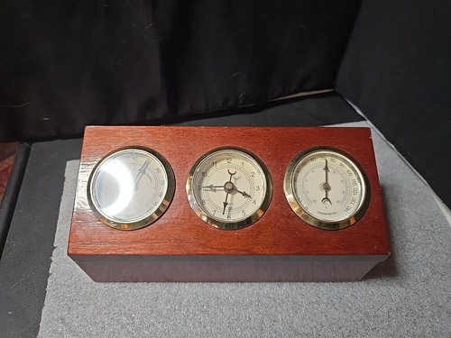 Quartz Barometer Table Top Weather Station Wood Box. AA Battery ...