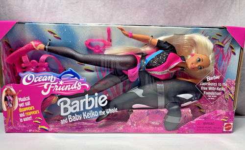 Ocean Friends Barbie Doll and Baby Keiko The Whale 1996 15428 NRFB NV-9 ...
