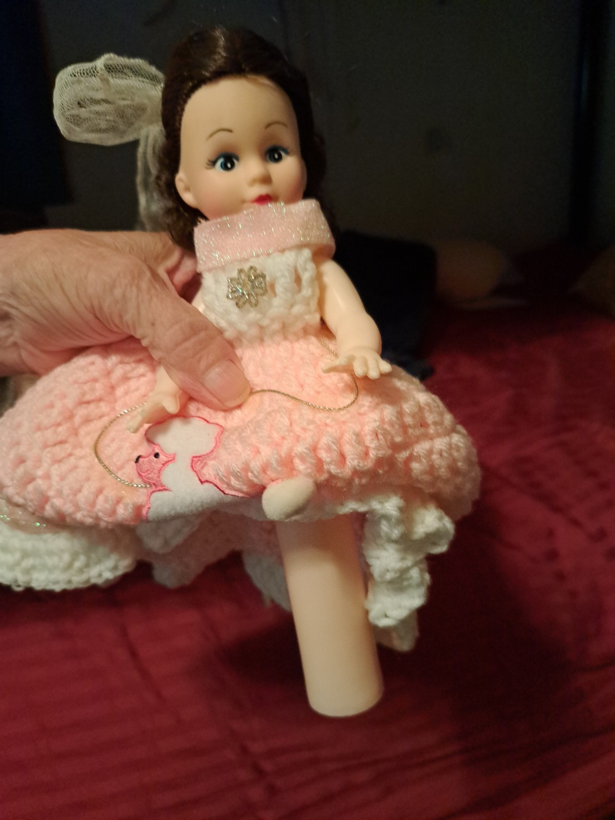 Doll Toilet Paper Cover In Crocheted 50s Poodle Dress in Pink. | eBay