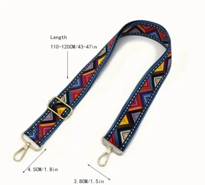 Retro Colourful Geometric Pattern Bag Strap, Ethnic Adjustable Bag Strap 130cm | eBay