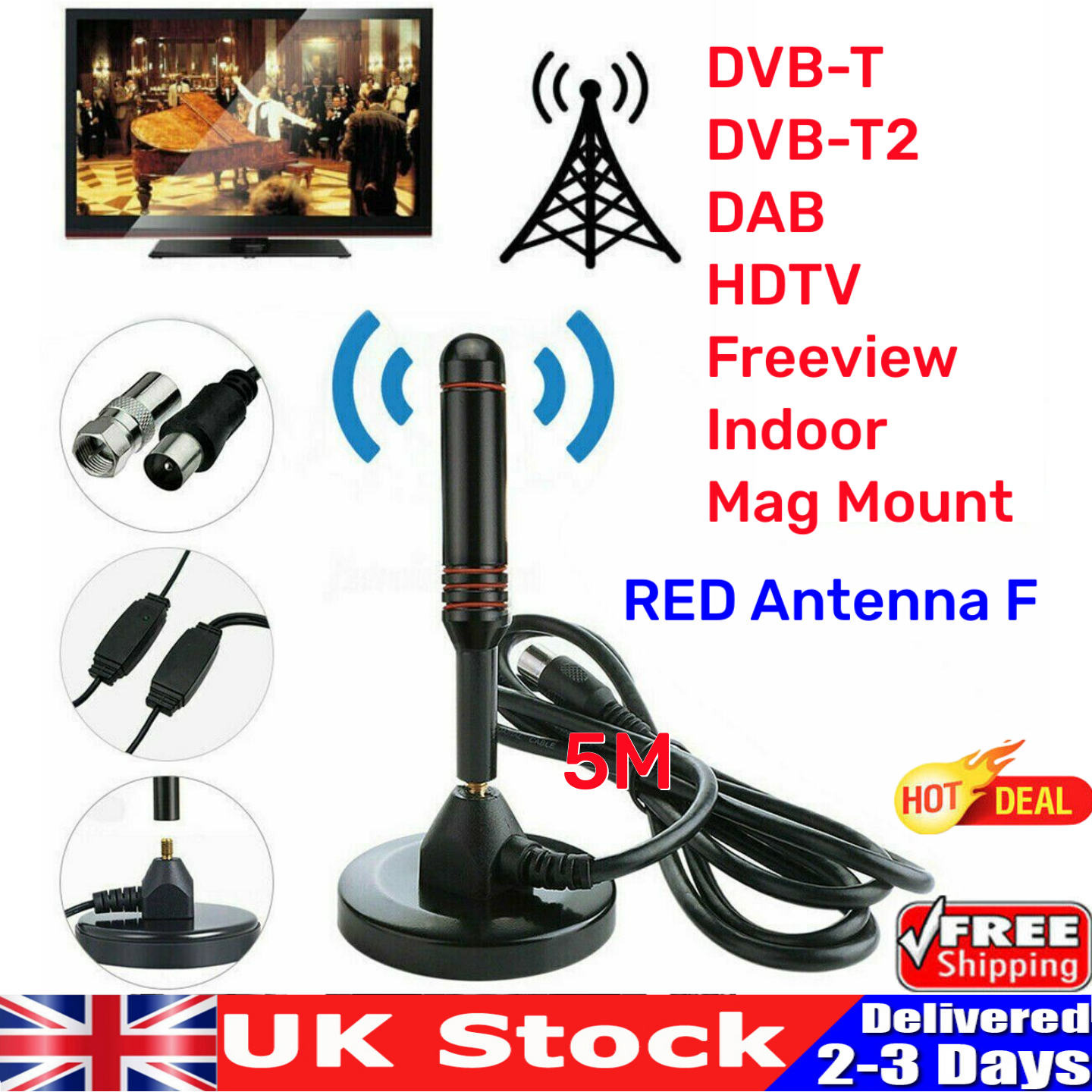 TV Antenna Digital HD Freeview Aerial Ariel Signal Booster For Indoor ...