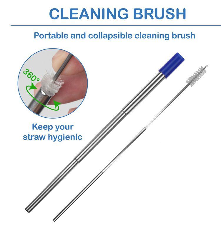 Metal Reusable Collapsible Foldable Straw Case Keychain Stainless Steel ...