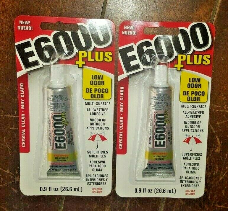 2 x E6000 Plus Low Odor Multi-Surface All-Weather Clear Adhesive (0.9fl ...