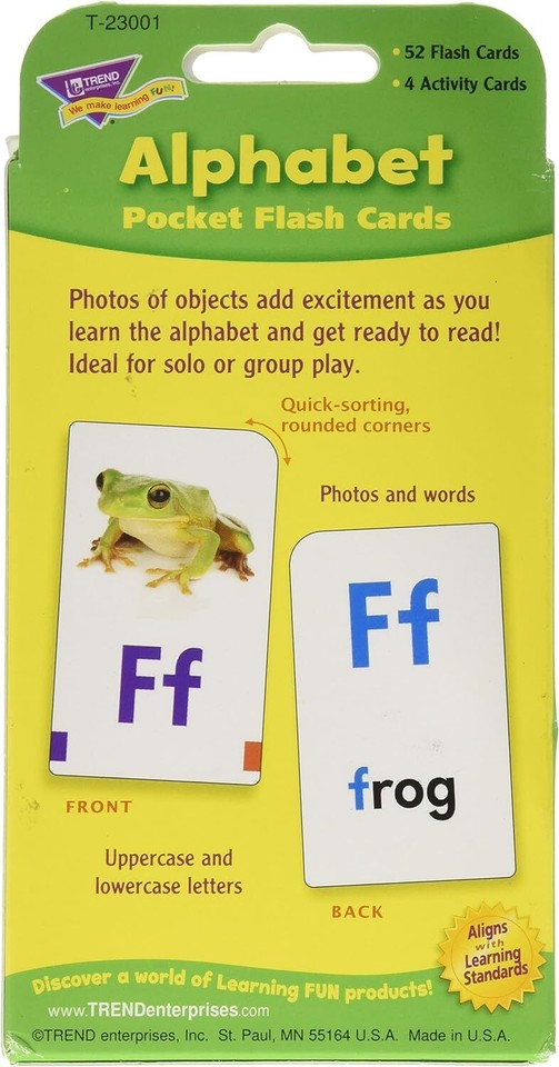 Trend Enterprises: Alphabet Pocket Flash Cards, Great for 3 1/8" x 5 1/ ...