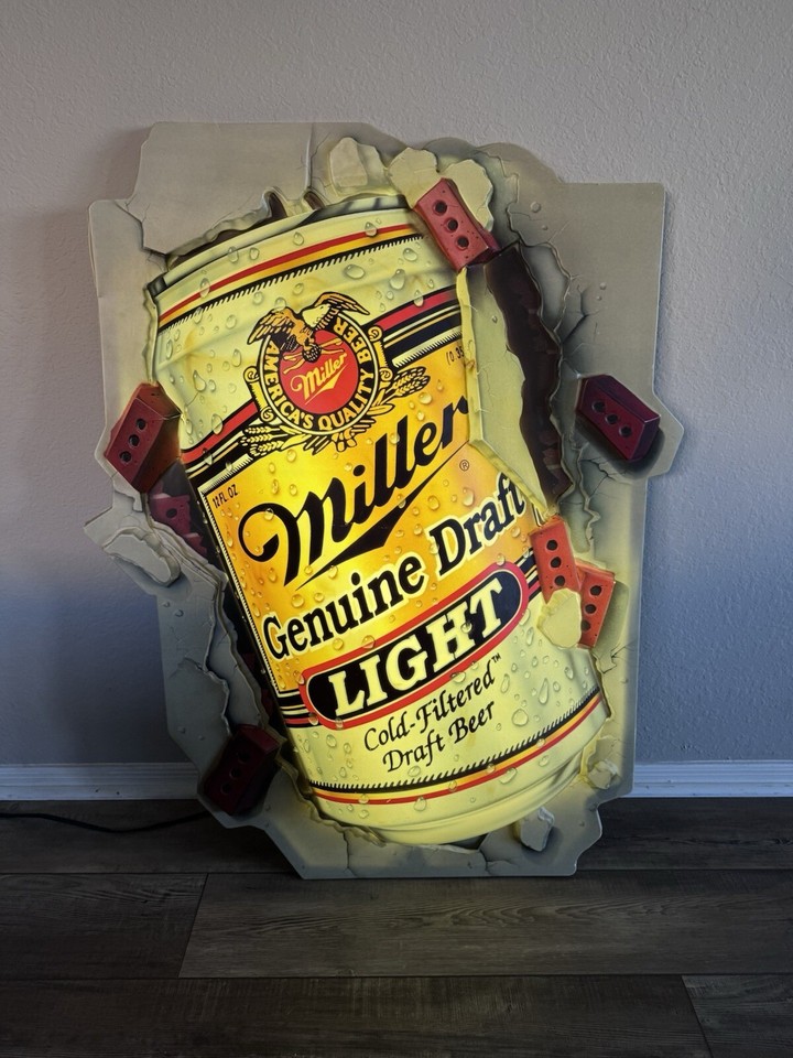 Vintage Large Miller Lite Light Up Beer Can Advertising Sign | eBay