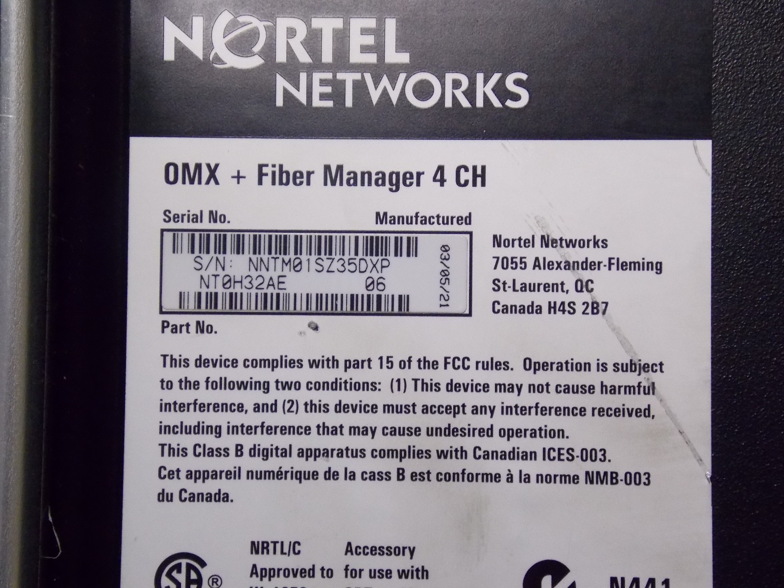 Nortel Networks OM5100/5200 OMX 1U Multiplexer (nt0h32ae) for sale ...