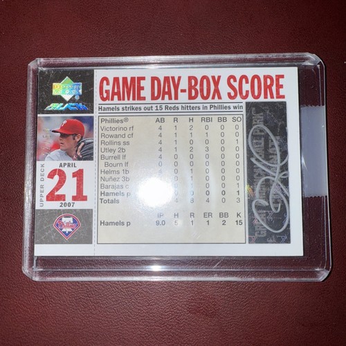 2007 UPPER DECK BLACK GAME DAY-BOX SCORE COLE HAMELS AUTOGRAPHED CARD ...