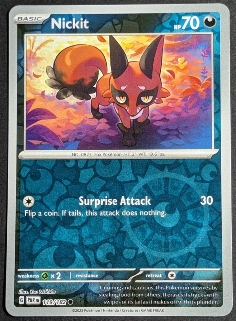 Nickit Reverse Holo NM 119/182 Paradox Rift Pokemon Card | eBay