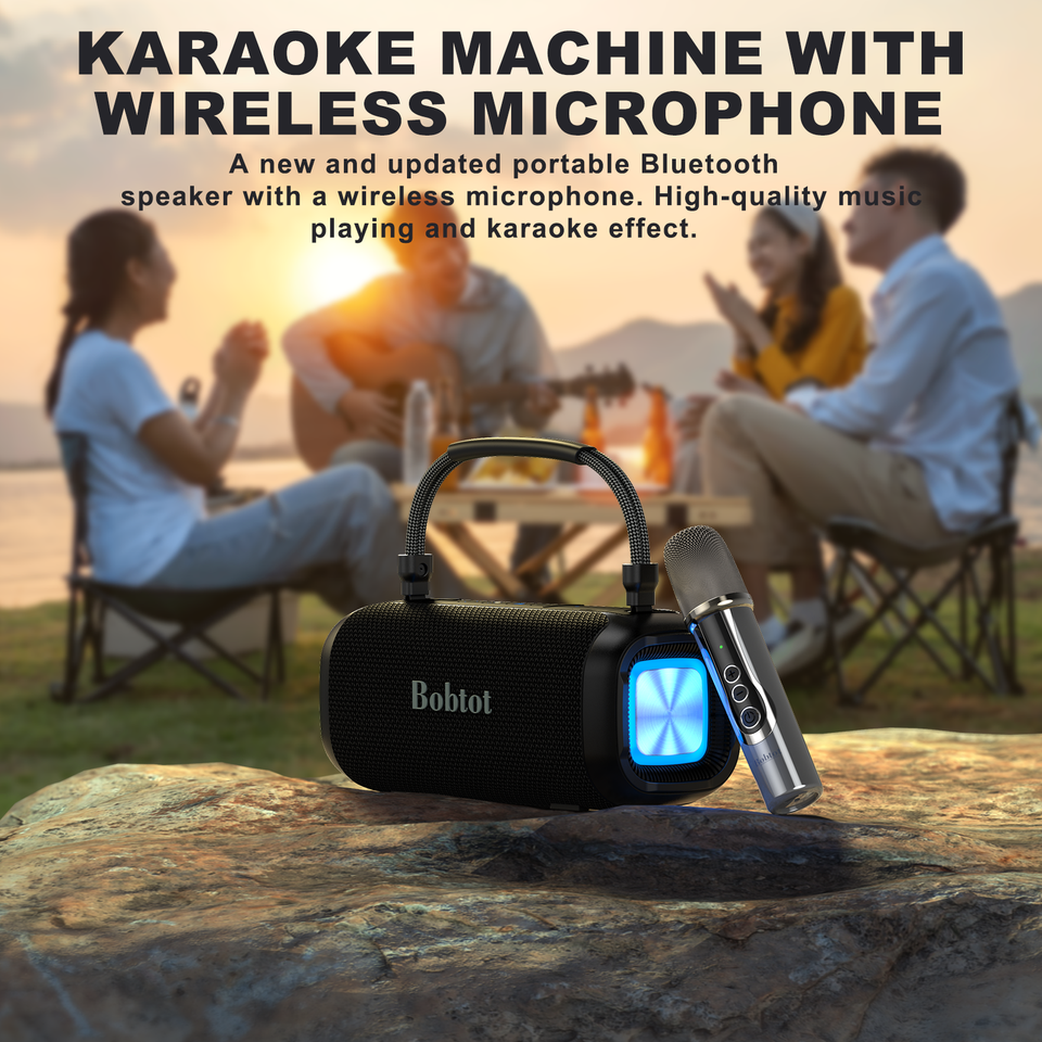 Karaoke Bluetooth Speaker Portable Waterproof Wireless Microphone for ...