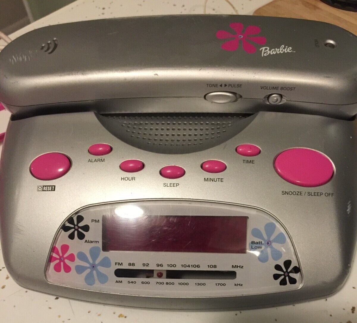 Mattel Barbie Telephone, Radio, Alarm Clock Gray and Pink Tested | eBay