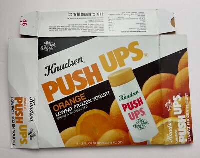 1980's Knudsen PUSH UPS Frozen Yogurt Ice Cream Bar Box packaging movie ...