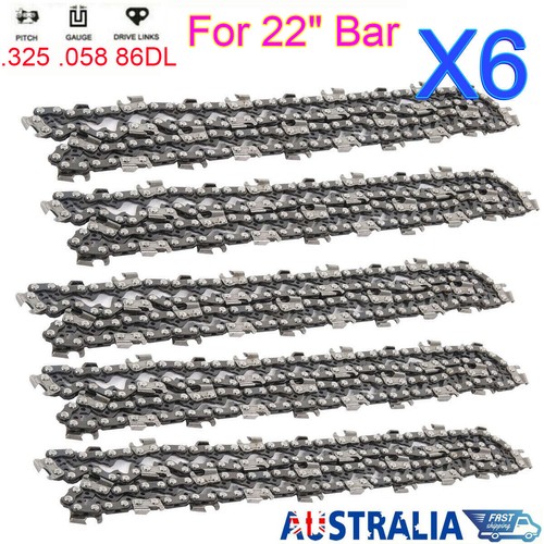 6PCS Chainsaw Chain 22" Inch 86DL Links 325 058 For BAUMR-AG SX75 MTM ...