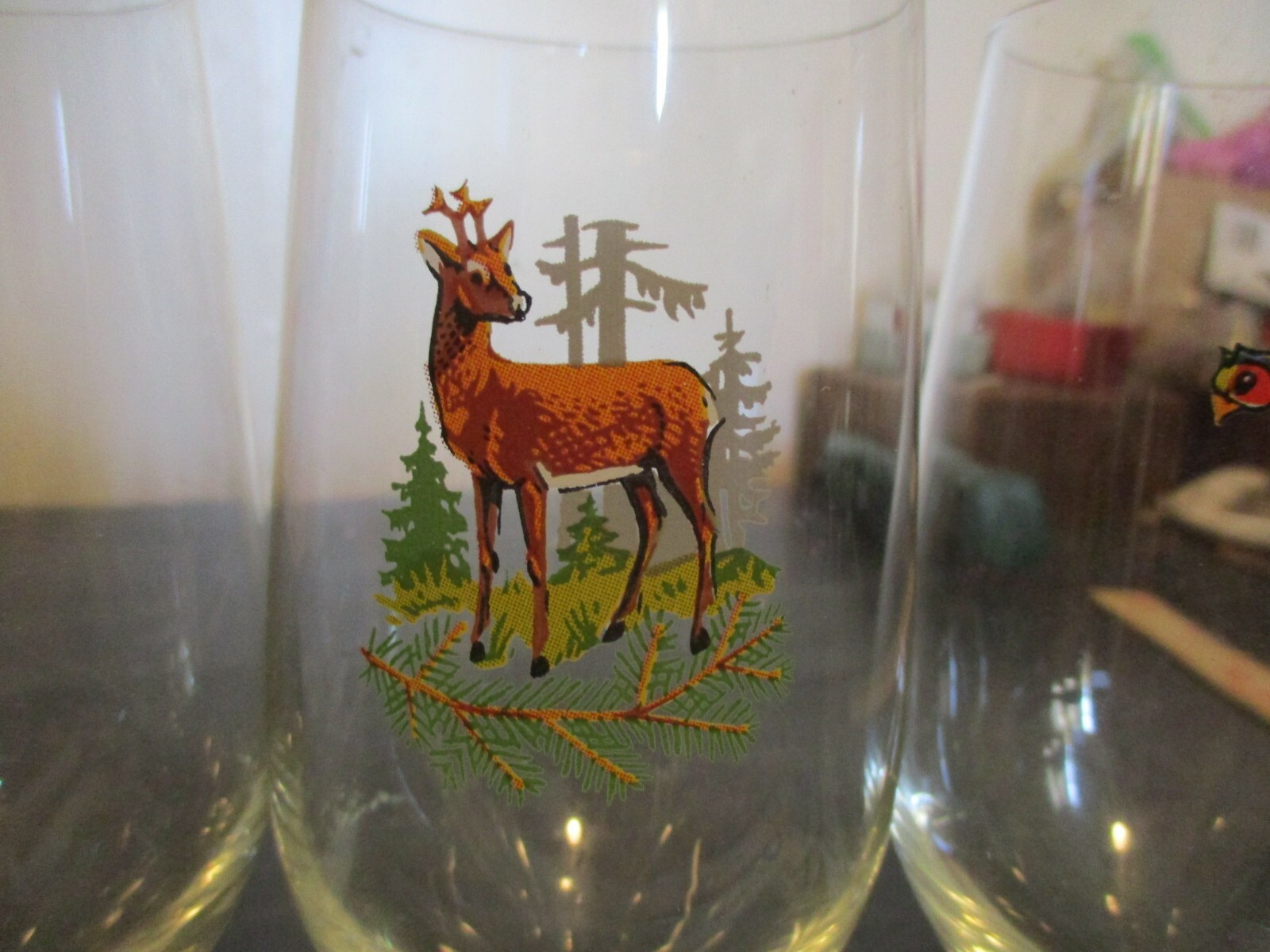 Lot of 5 Hunting, Moose, Turkey, Pheasant, Deer Pedestal Crystal Goblet ...