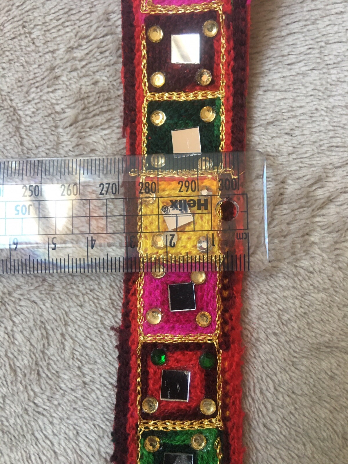1yard multi colour embroidry with real mirror work Embellish border ...