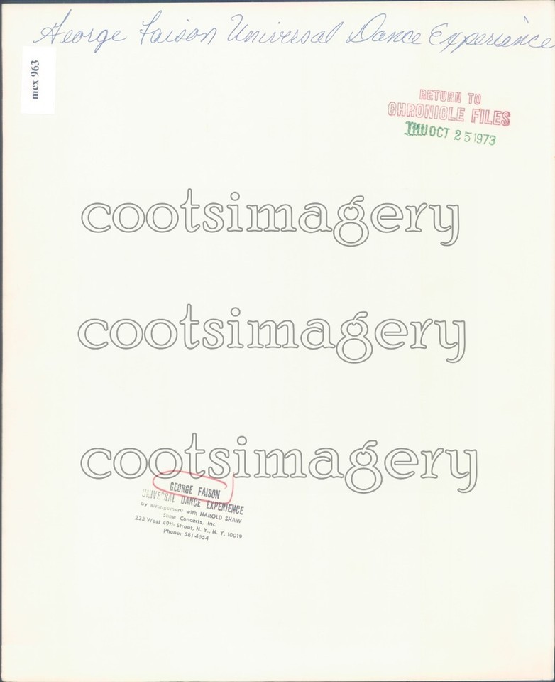 1973 George Faison Universal Dance Experience Dancers Perform Press ...