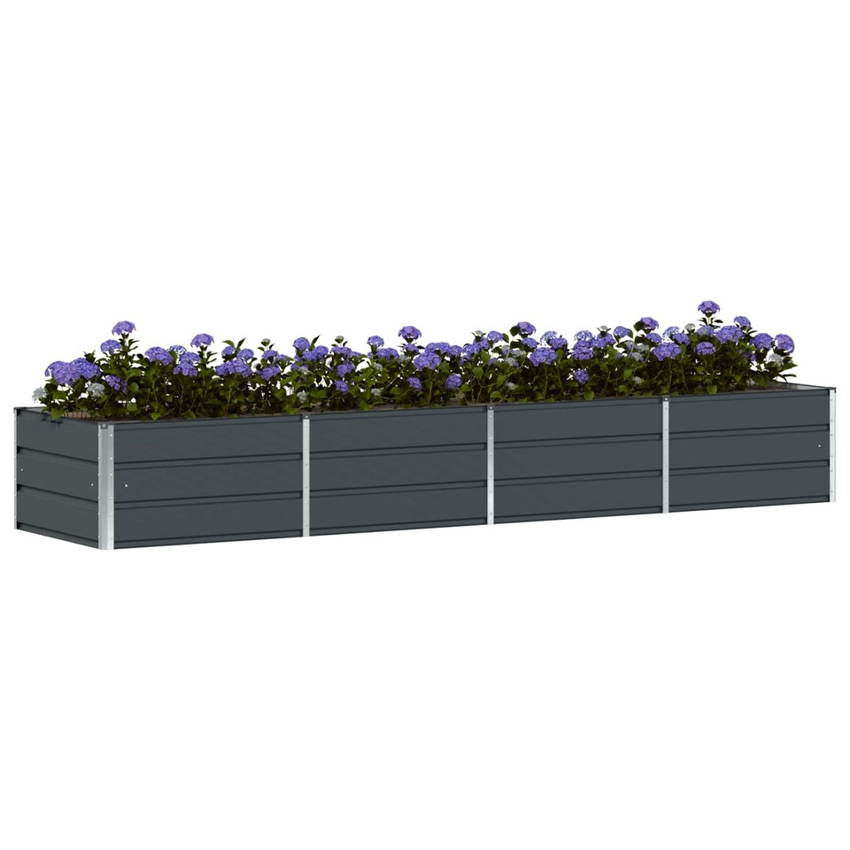 Planter Anthracite 320x80x45cm Steel Raised Garden Bed Herbs Box Pot ...