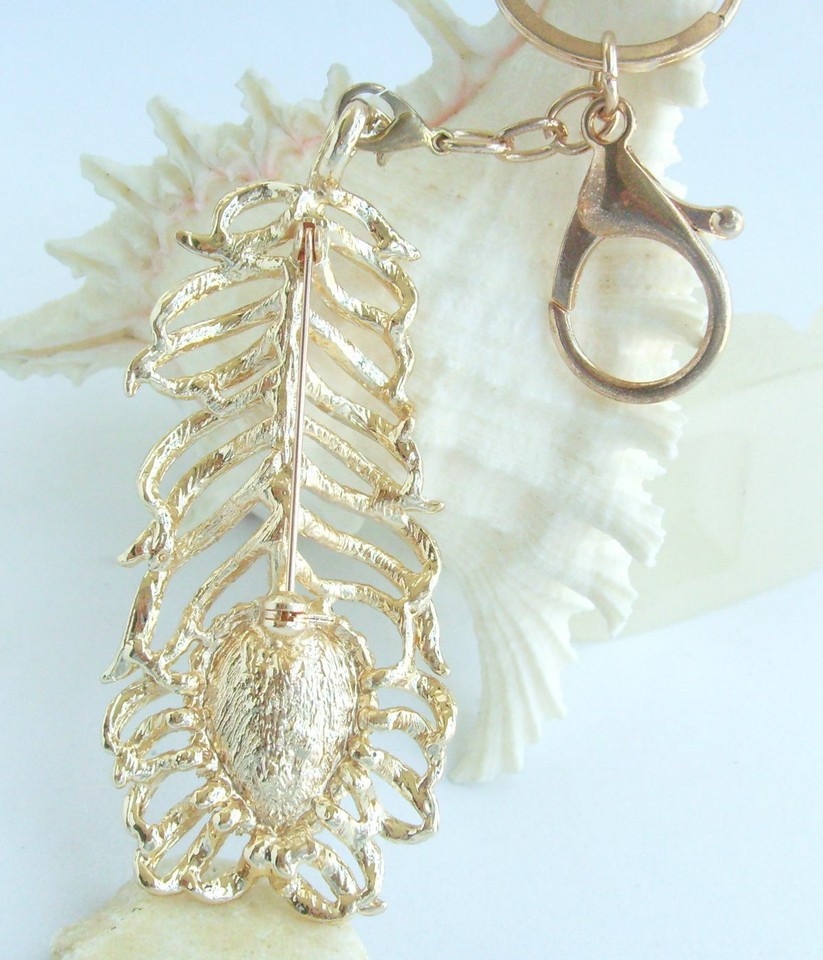 Topaz Rhinestone Feather Keychain Pendant Key Holder Lanyard keyring ...