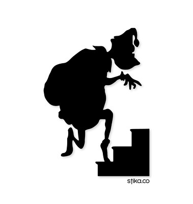 Elf Silhouette Window Dressing Sticker, Novelty Holiday Festive design ...