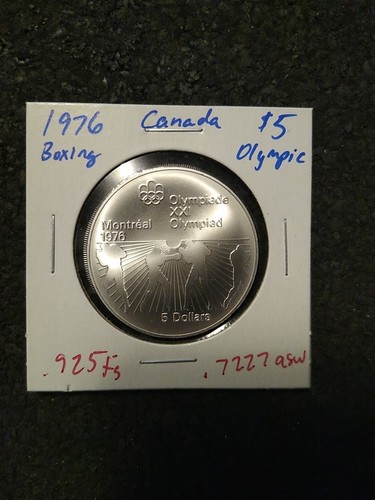 1976 Canada $5 Olympic Commemerative Boxing Coin .925 Sterling Silver ...