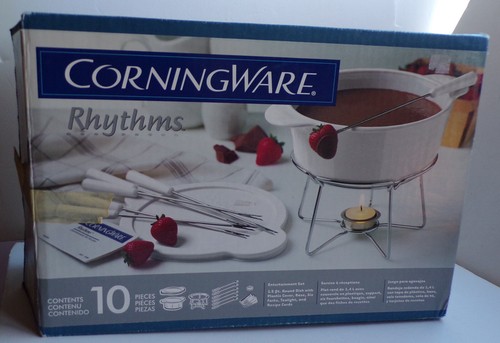 Corningware Rhythms French White 10 Piece Fondue Set Host Summer Party ...
