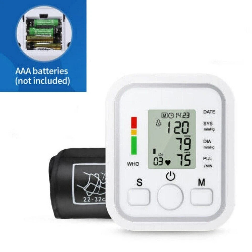 Digital Automatic Blood Pressure Monitor Upper Arm BP Machine Heart ...