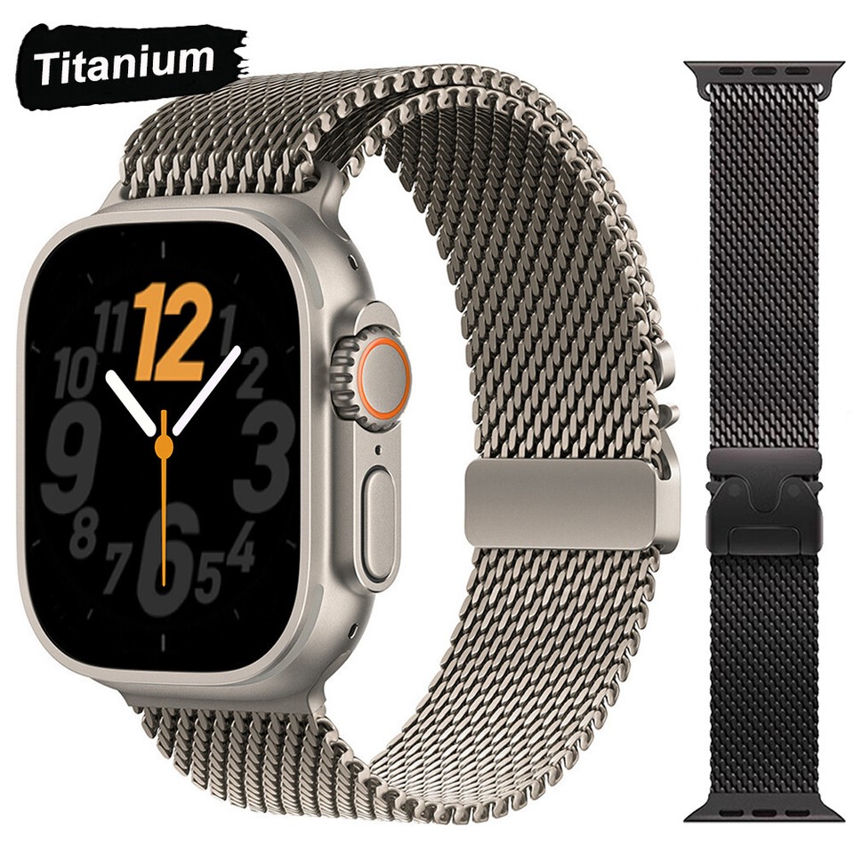 Titanium Milanese Loop Strap For Apple Watch Ultra 3 11 10 9 8 7 44/46 ...