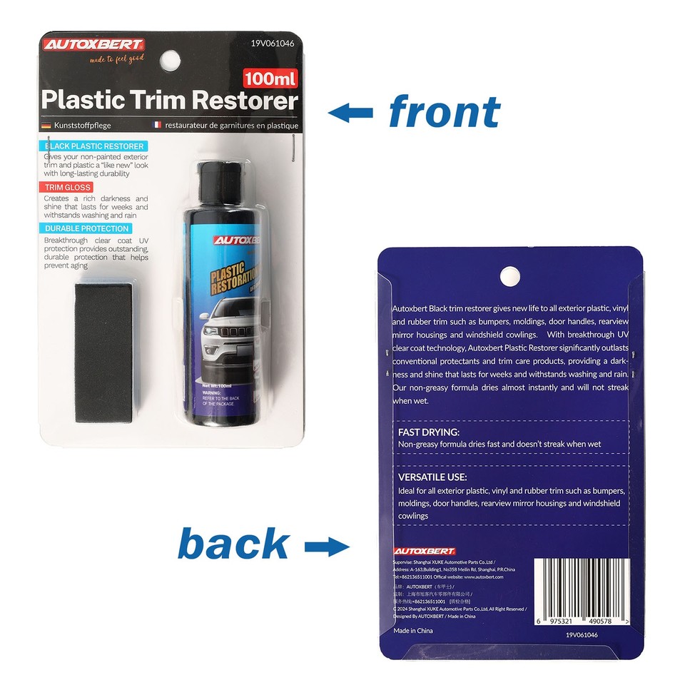 3.4OZ 100ml Plastic Car Restorer Trim Restoration kit Revitalizing ...