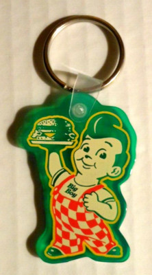 NEW BOB'S BIG BOY RESTAURANT KEYCHAIN / KEYRING GREEN vinyl unused 3 3/ ...